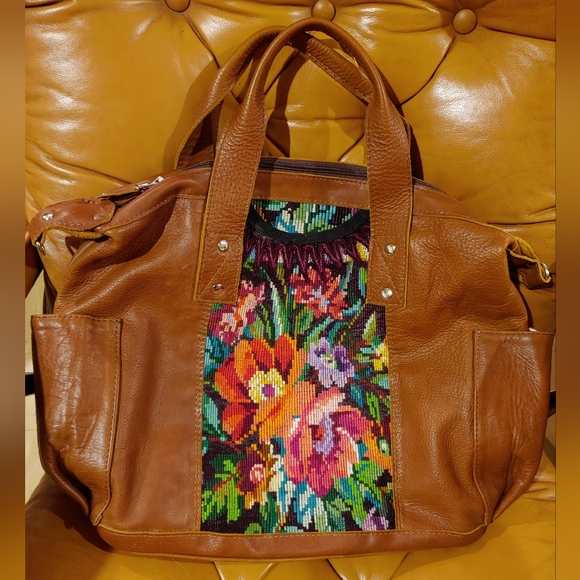 Nena & Co. | Bags | Nena Co Artisan Floral Cafe Leather Convertible Day ...